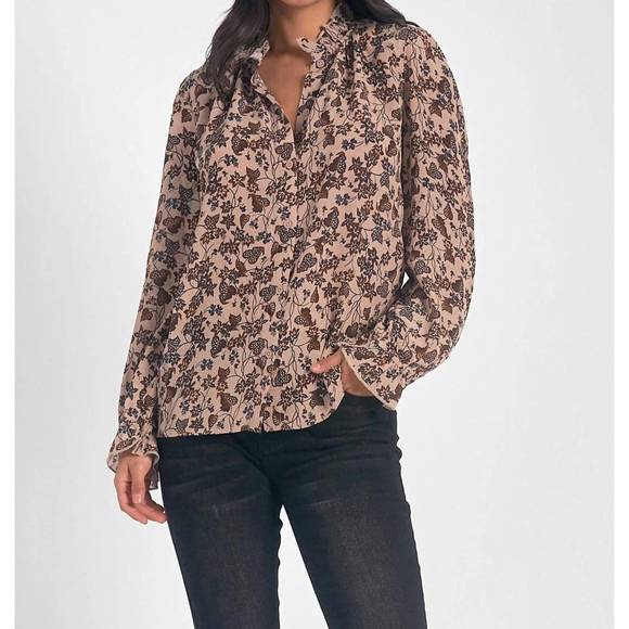Elan | Tops | New Elan Napa Print Blouse In Multi | Poshmark